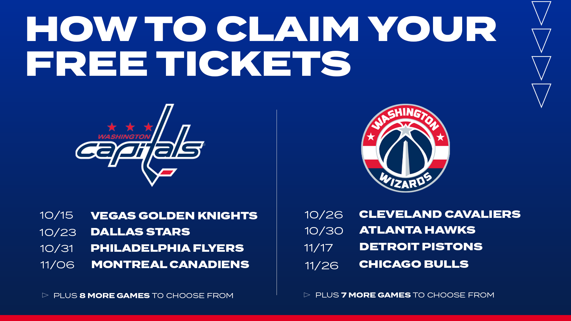 How to claim your complimentary Wizards and Capitals tickets