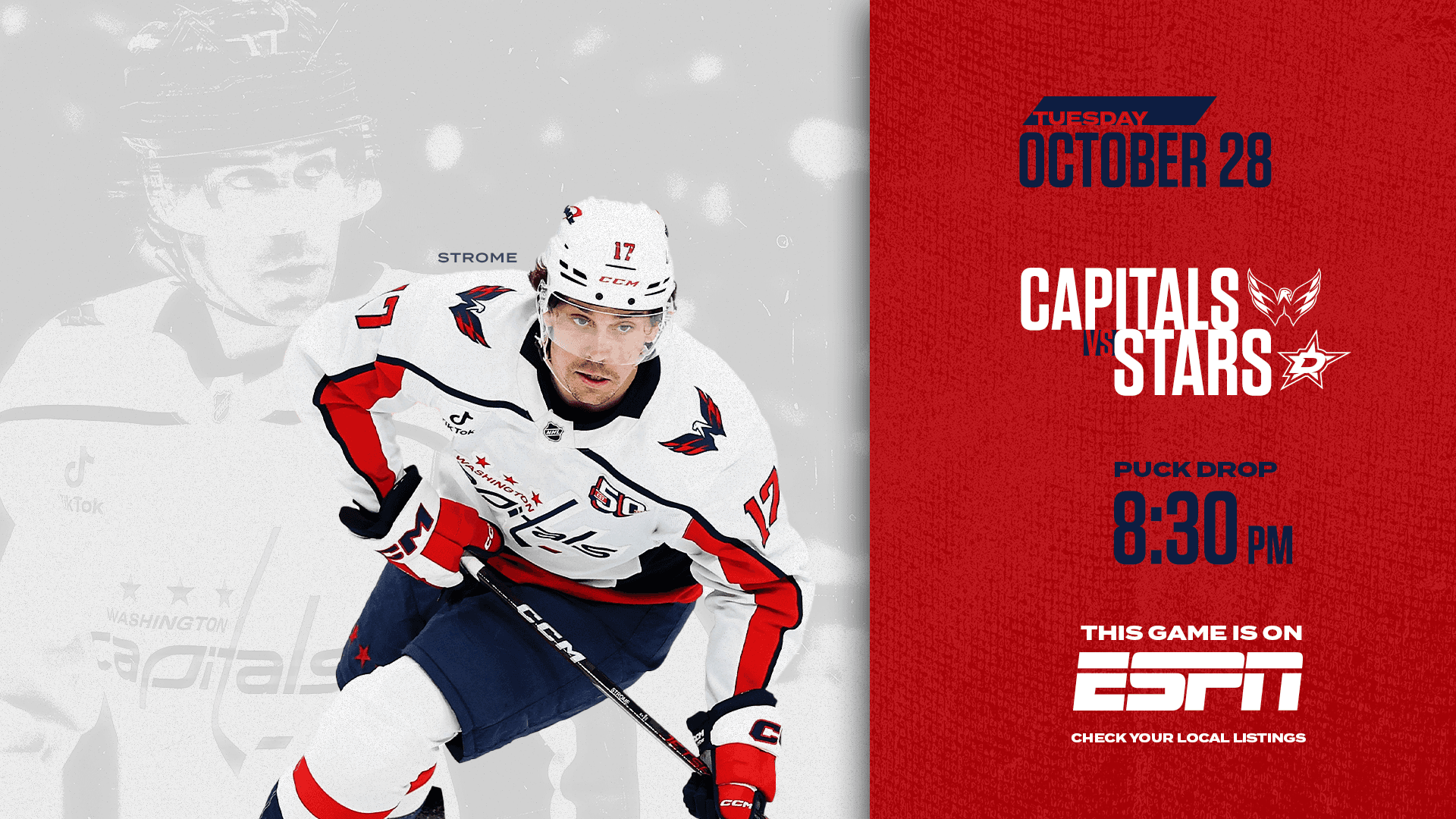 10/28 at 8PM - Capitals vs Stars